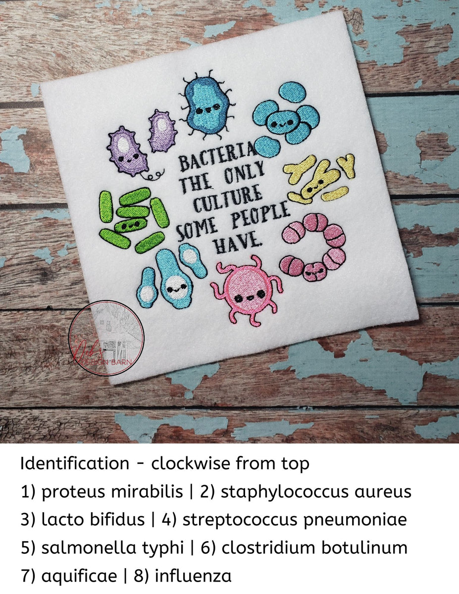 Cute Bacteria Culture Embroidery Design - 6 sizes – Deb's Design Barn